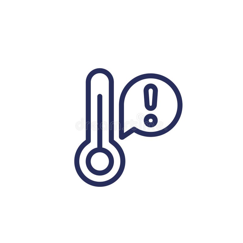 High Temperature Warning Icon, Line Vector Stock Illustration ...