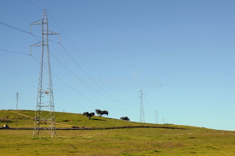 High Tension Towers-horizontal Stock Photo - Image of energy ...