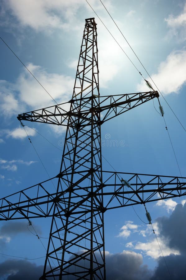 High-tension Transmission Line Stock Image - Image of current, charge ...