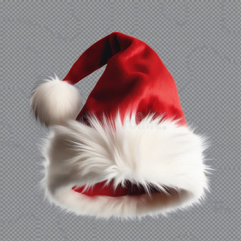 High-Texture Santa Cap on Transparent Background for a Festive Look ...