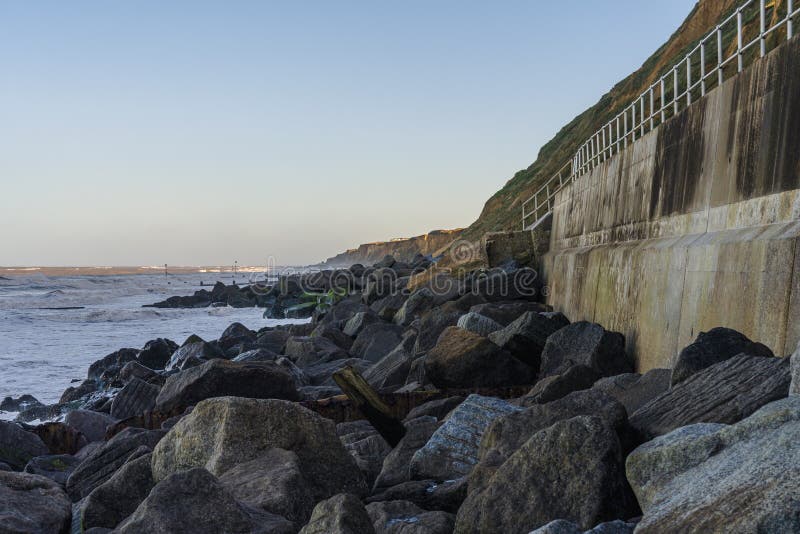 High Tide on Sheringham Beach, Norfolk, UK Stock Photo - Image of ...