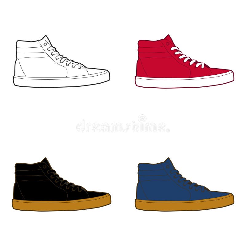 High Top Sneakers 2 stock vector. Illustration of outline - 102022810