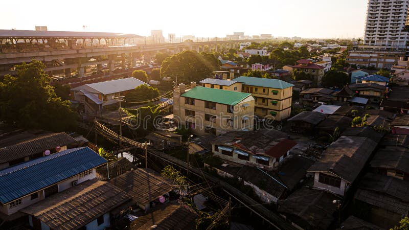High Top View of Community Village Stock Image - Image of home, scene ...