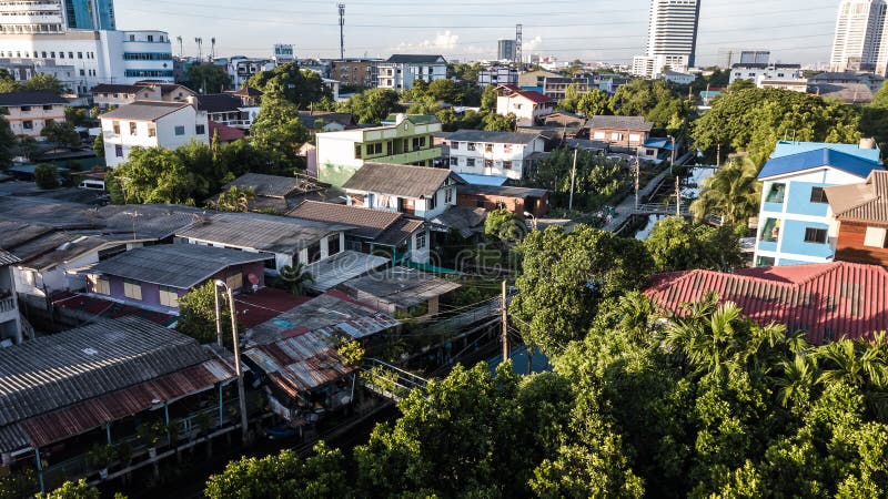 High Top View of Community Village Stock Image - Image of village, view ...