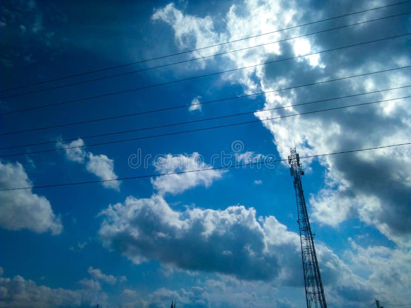 High tower in blue sky stock photo. Image of build, high - 206022830