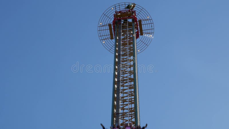High Tower Drop in an Amusement Park Stock Video - Video of ferris ...