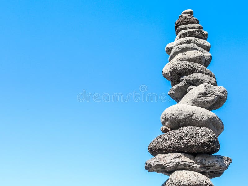 High Tower of Grey Stones in Balance Stock Image - Image of high ...