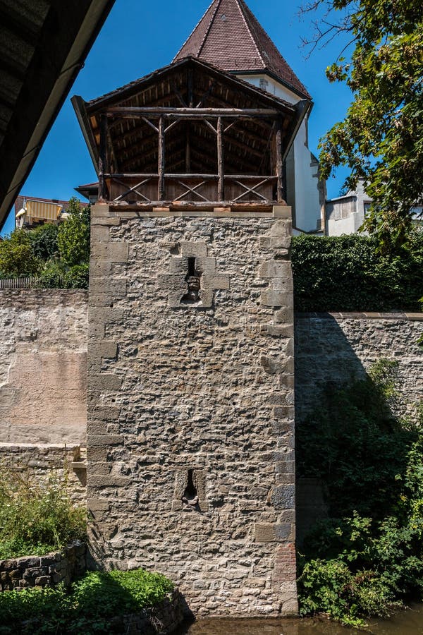 High Tower Made of Stones Near the City Wall Stock Photo - Image of ...