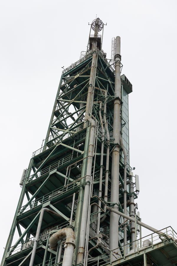 High Tower for Oil and Gas Refining Stock Image - Image of construction ...