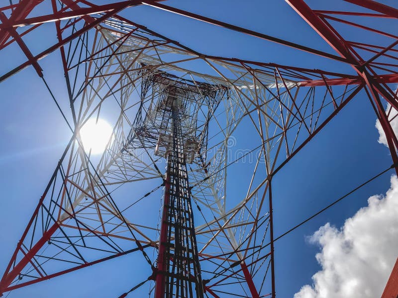 High Tower Red and White Signal Tower Stock Photo - Image of ...