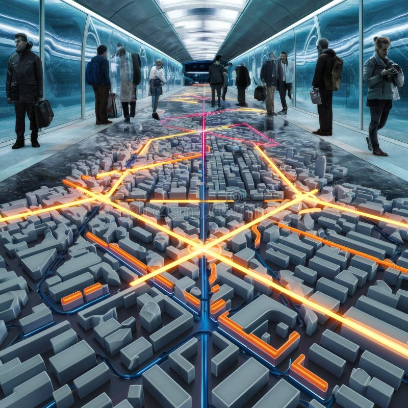 A High-traffic Subway Concourse with an Interactive Floor Projection of ...