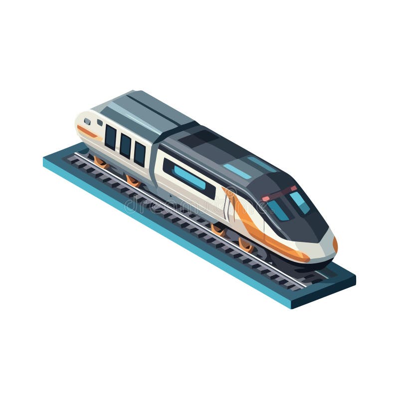 High Train Delivering Passengers on Railroad Track Stock Vector ...