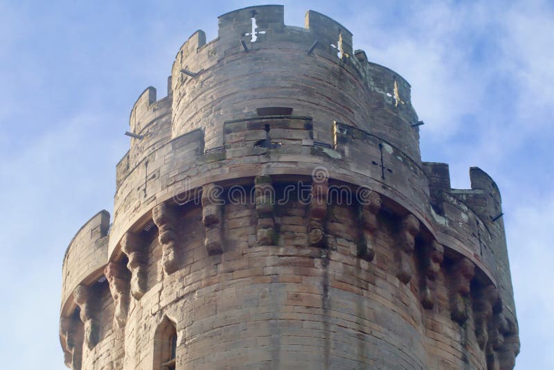 Warwick Castle and Tudor Buildings Editorial Stock Photo - Image of ...