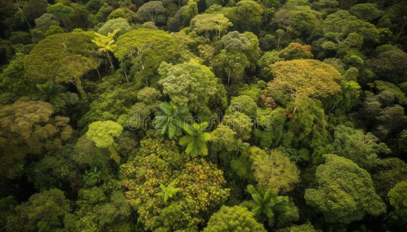 High Up Above Tranquil Tropical Rainforest, Multi Colored Growth ...