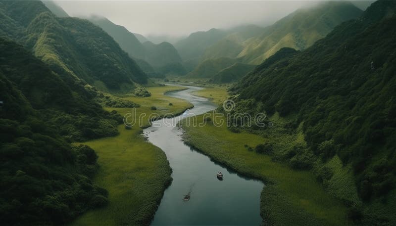 High Up in the Mountain Range Beauty Generated by AI Stock Illustration ...