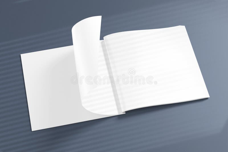 High View of Blank Opened Pages Square Magazines Brochure with Soft ...