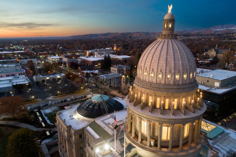 High View of the Boise Capital at Night Stock Image - Image of historic ...
