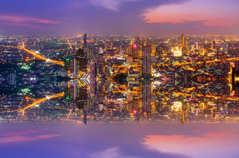 High View of the City with Invert Side Process Style Stock Image ...