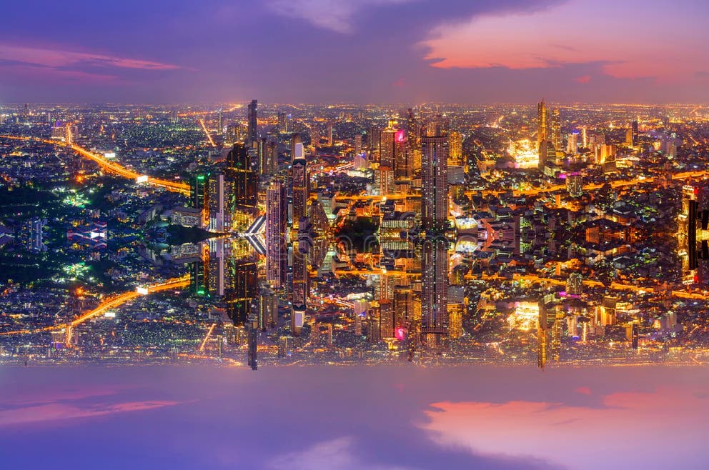 High View of the City with Invert Side Process Style Stock Image ...