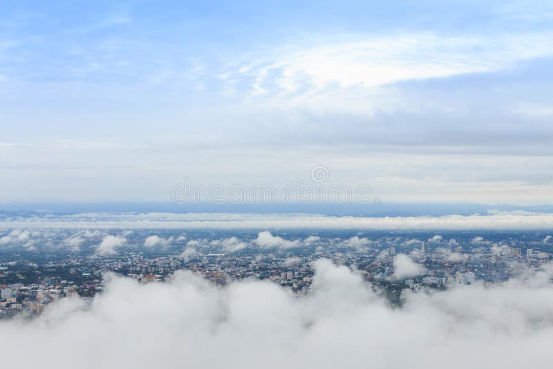 High View City Landscape on Cloud Sky Stock Image - Image of cloud ...