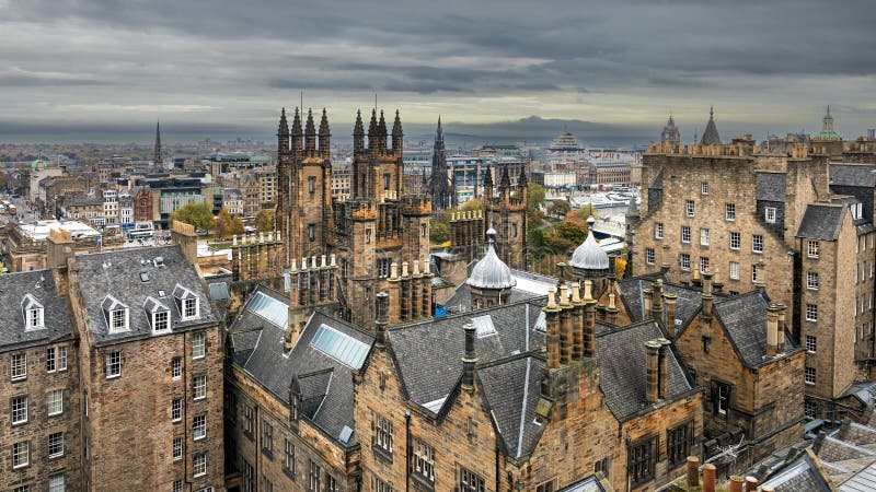 High View of Edinburgh Skyline during Cloudy Day Stock Photo - Image of ...