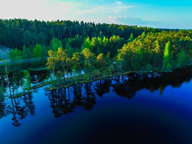 High View of the Gulf of Finland, Forest and Islands at Sunset Stock ...