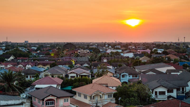 High View of House and Building while Sunset Stock Photo - Image of ...