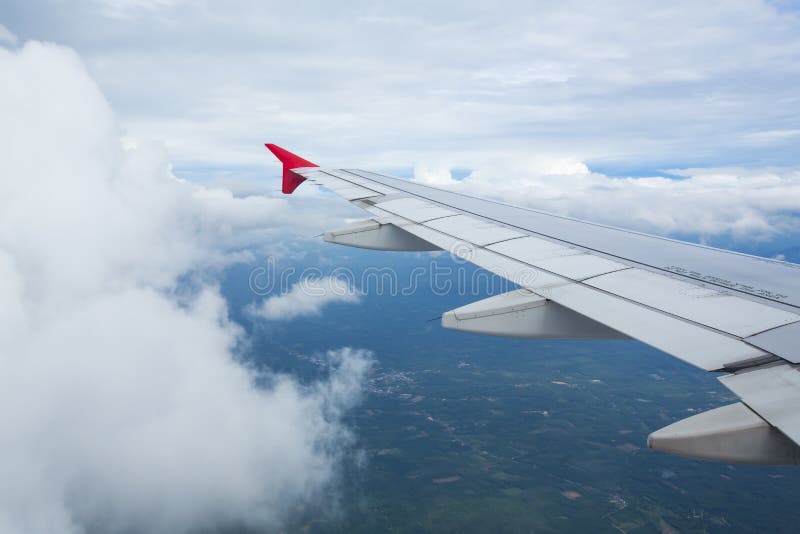High View Image through Airplane Window with Nice Clear Blue Sky Stock ...