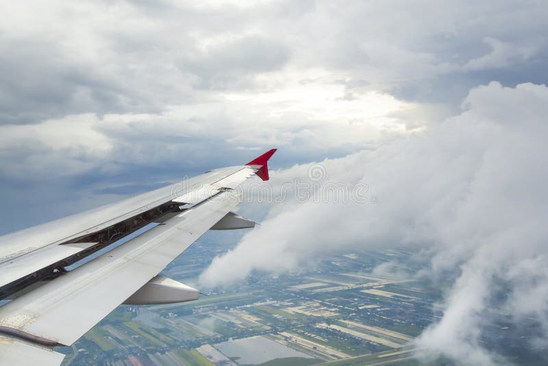 High View Image through Airplane Window with Nice Clear Blue Sky Stock ...