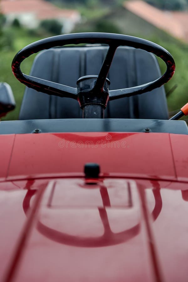 High View of a Red Farming Tractor Stock Photo - Image of industry ...