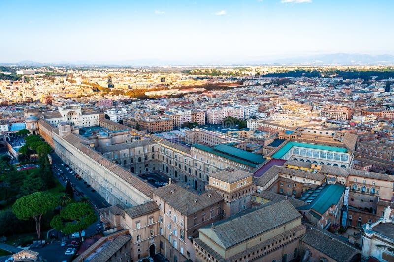 High View on Rome Cityscape with Vatican Museums Complexes Buildings on ...