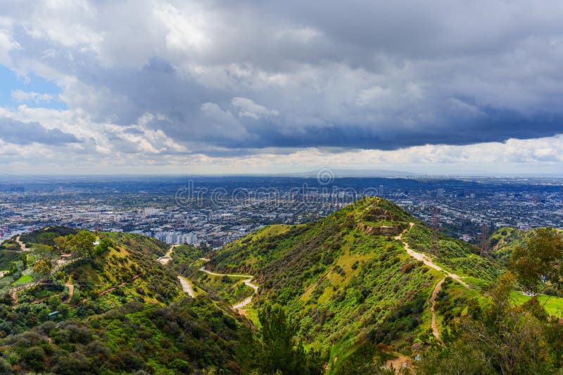 High View of Runyon Canyon Park and City before Rain Stock Image ...