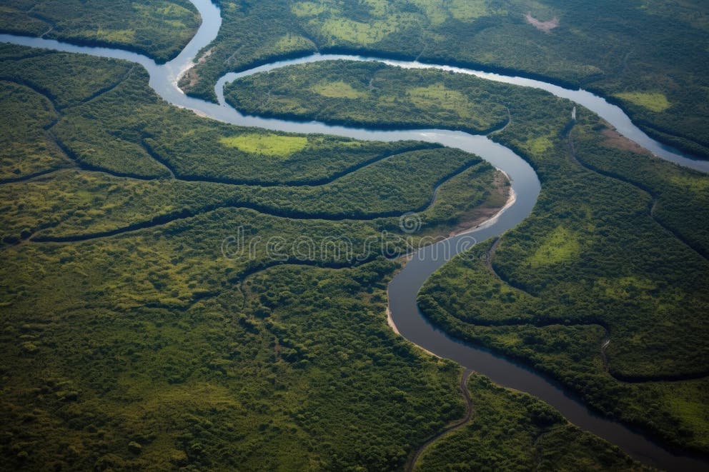 High View of Sinuous River Acting As a Natural Border Stock ...