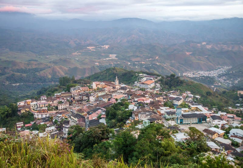High View of the Small Town of Zaruma Stock Photo - Image of cloudy ...