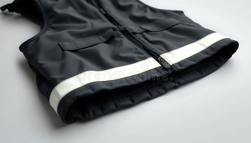 High-Visibility Safety Vest: Close-up of a Durable, Black Safety Vest ...