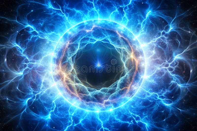 High Voltage: Blue Glowing Plasma Torus in Space Stock Illustration ...