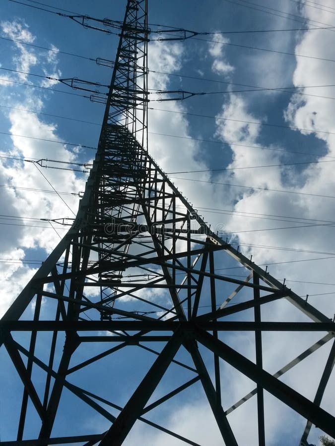 High Voltage cable pylon stock photo. Image of blue - 120046800