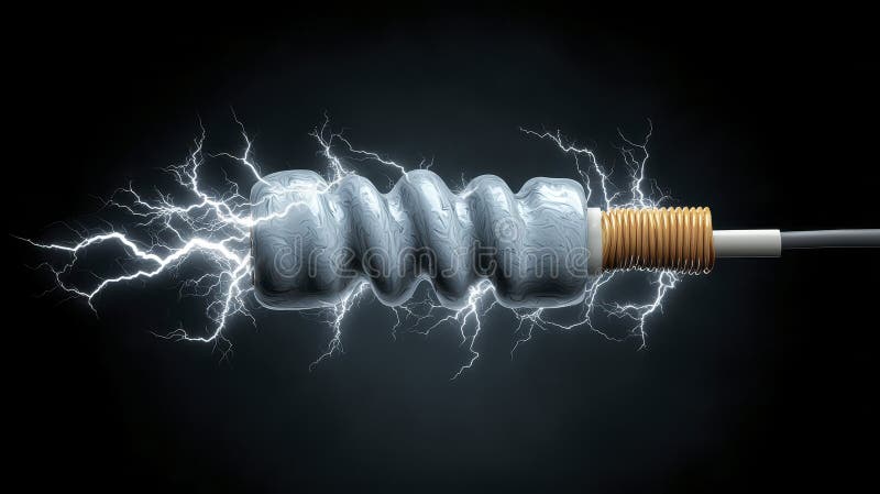 High Voltage Ceramic Insulator with Arcing Electricity on Dark ...