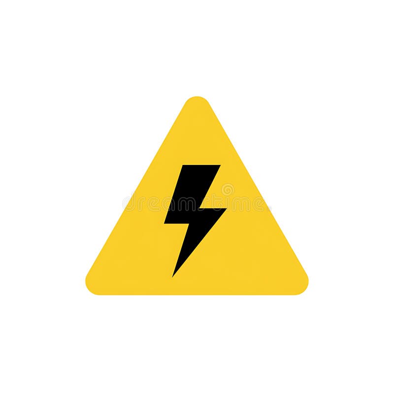 High Voltage Danger Warning Sign: Triangular Yellow Sign with Black ...
