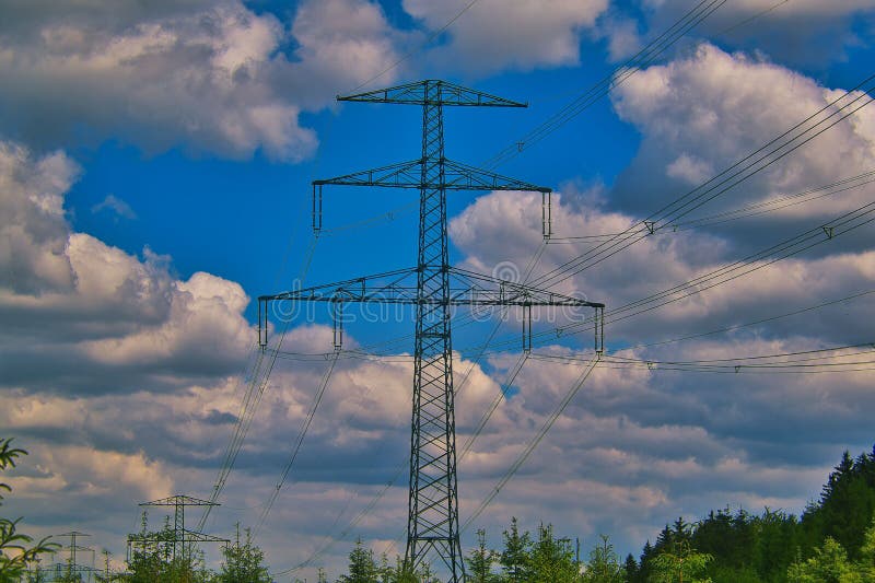 High-voltage Direct Current in the Trees Stock Photo - Image of ...