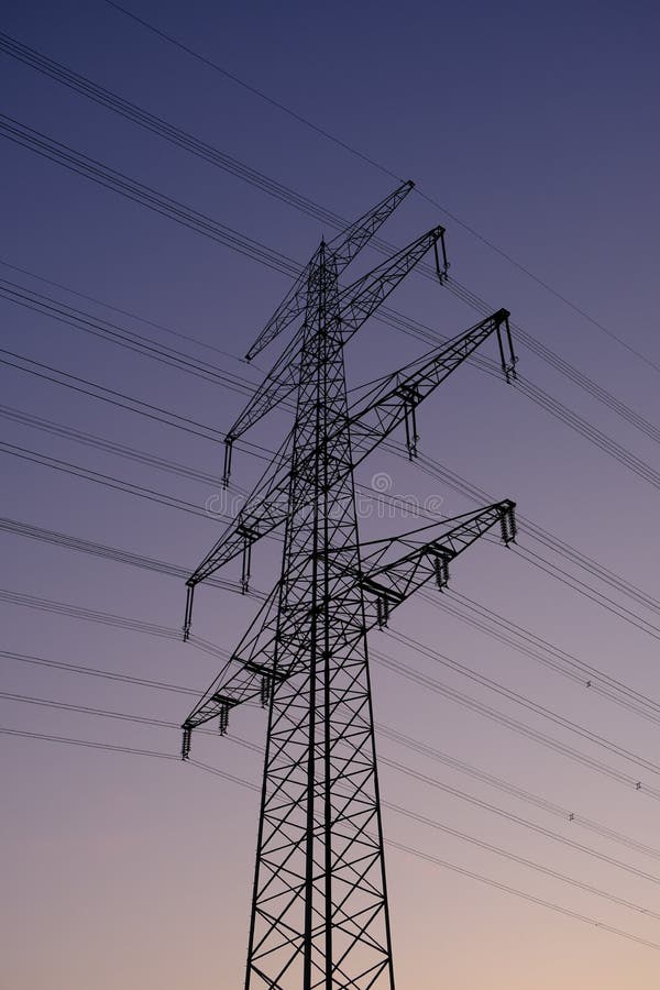 High-voltage Distribution Line in Germany Stock Image - Image of tower ...