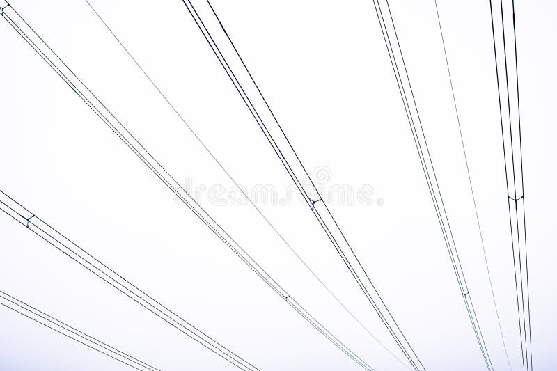 High Voltage Electric Cables on Sky Background Stock Image - Image of ...