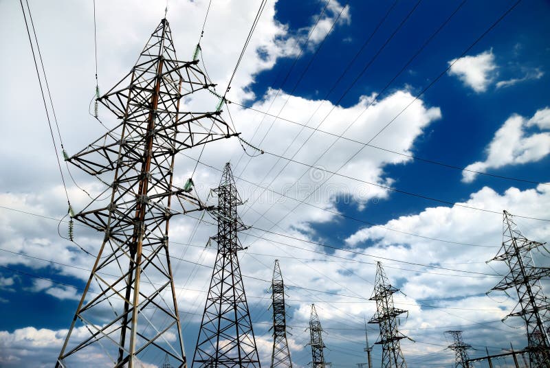 High voltage electric line stock image. Image of pillar - 10652123
