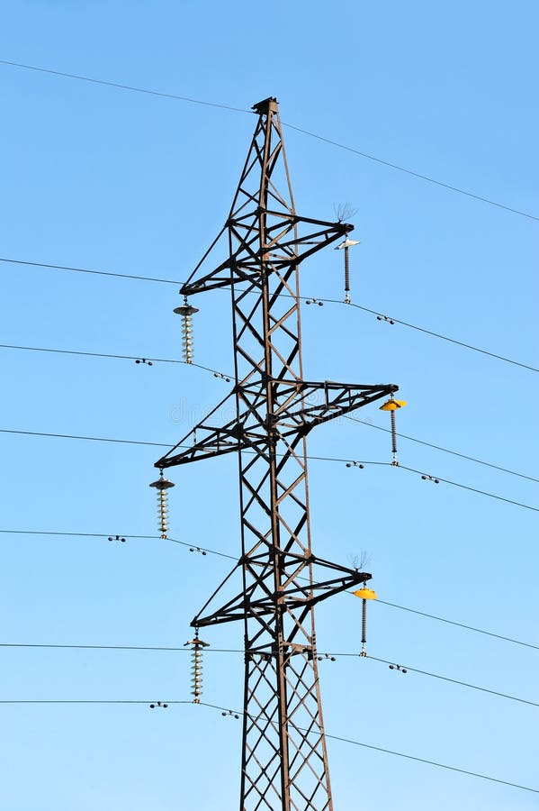 High voltage electric line stock image. Image of pillar - 112134091