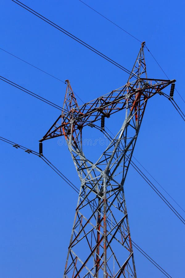 High Voltage Electric Pillar Closeup on Road Stock Image - Image of ...