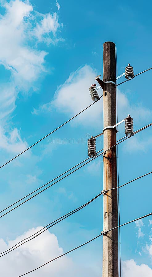A High-voltage Electric Pole in the Blue Sky with a Replica of Space ...