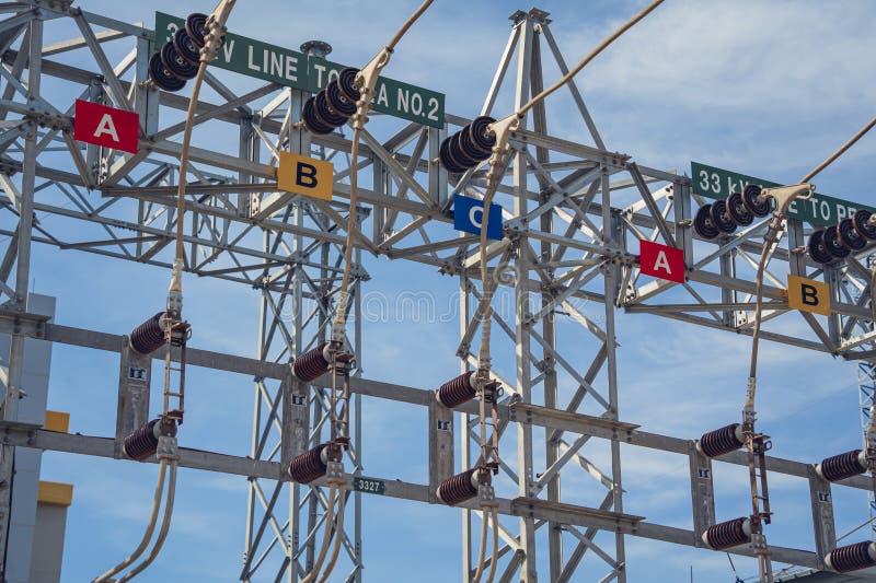 High Voltage Electric Power Plant Current Distribution Substation Stock ...