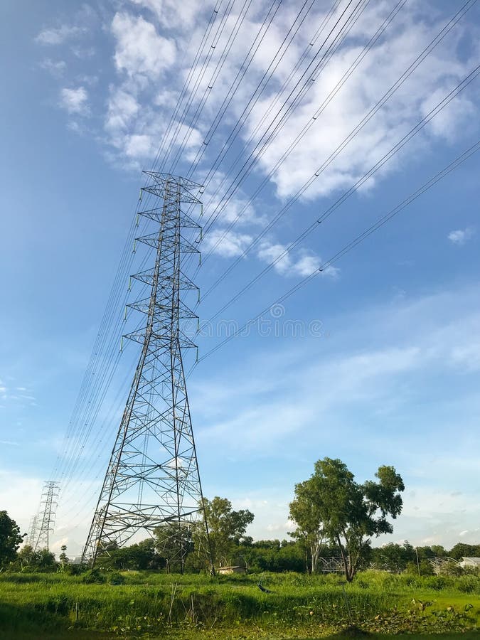 High Voltage Electric Power Tower Stock Image - Image of high, engine ...