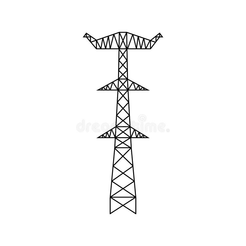 High Voltage Electric Pylon. Power Line Symbol Stock Illustration ...