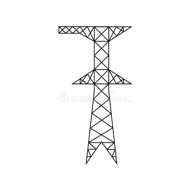 High Voltage Electric Pylon. Power Line Symbol Stock Illustration ...